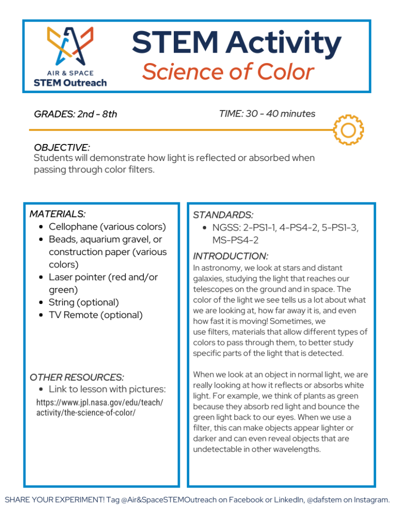 Science of Color - Air & Space STEM Outreach