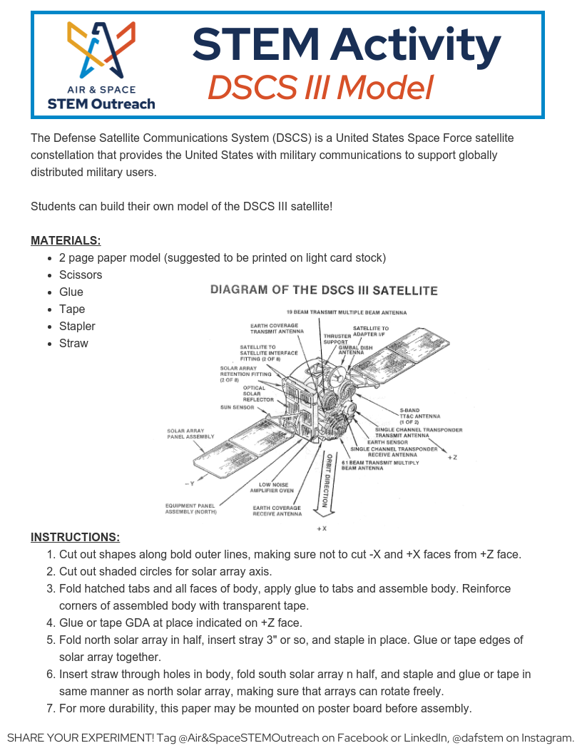 Construct a Satellite - Air & Space STEM Outreach