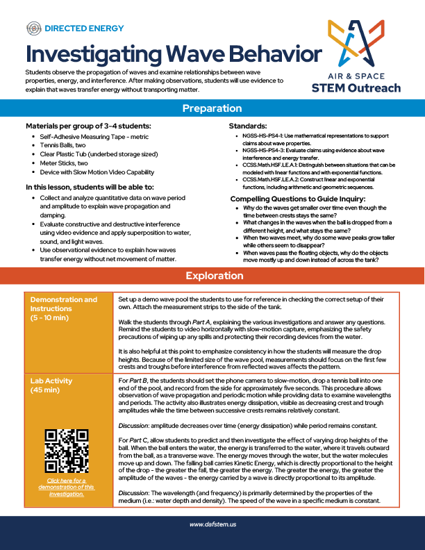 Investigating Wave Behavior - Air & Space STEM Outreach